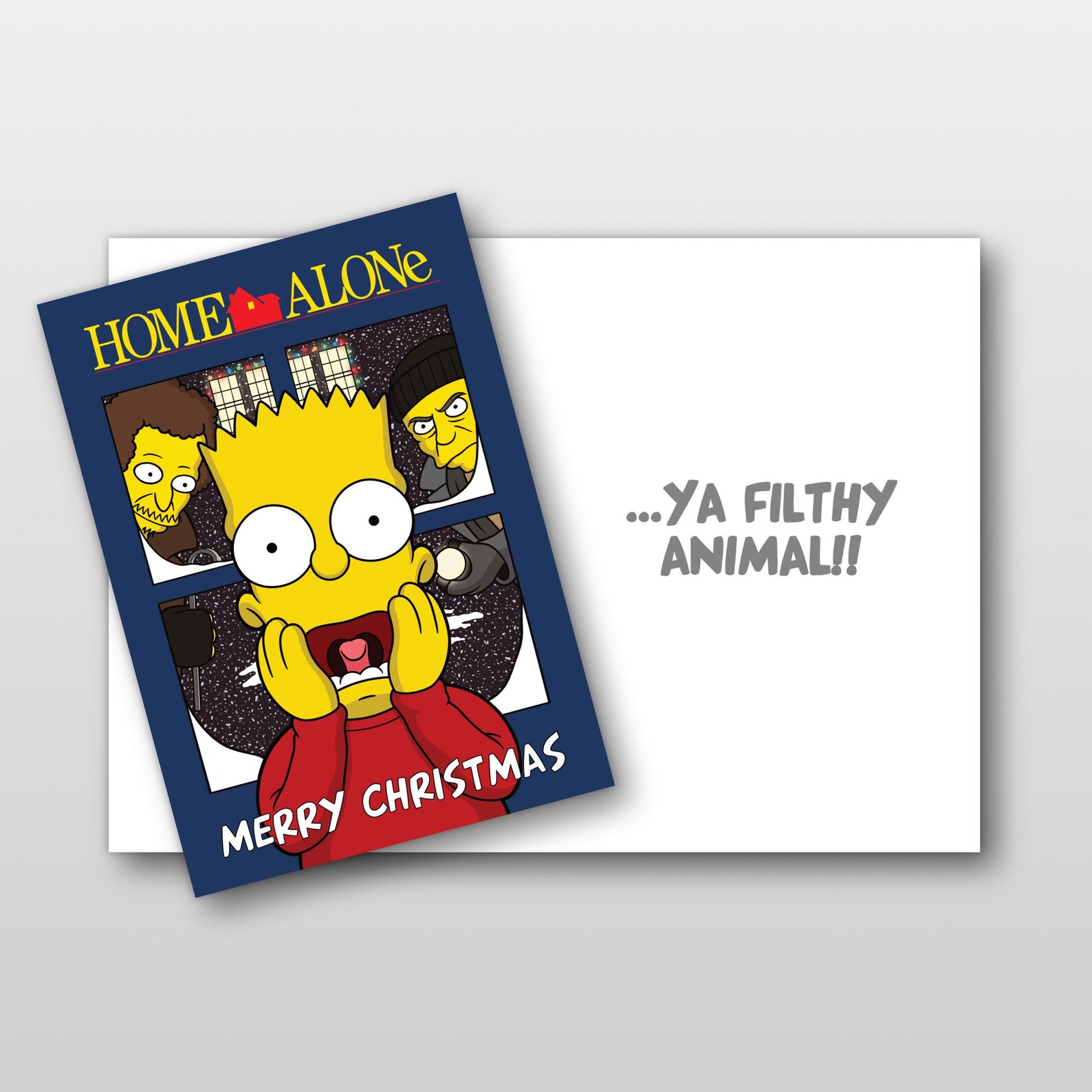 Bart Simpson X Home Alone Christmas Card Cartoon Pop Art | Etsy