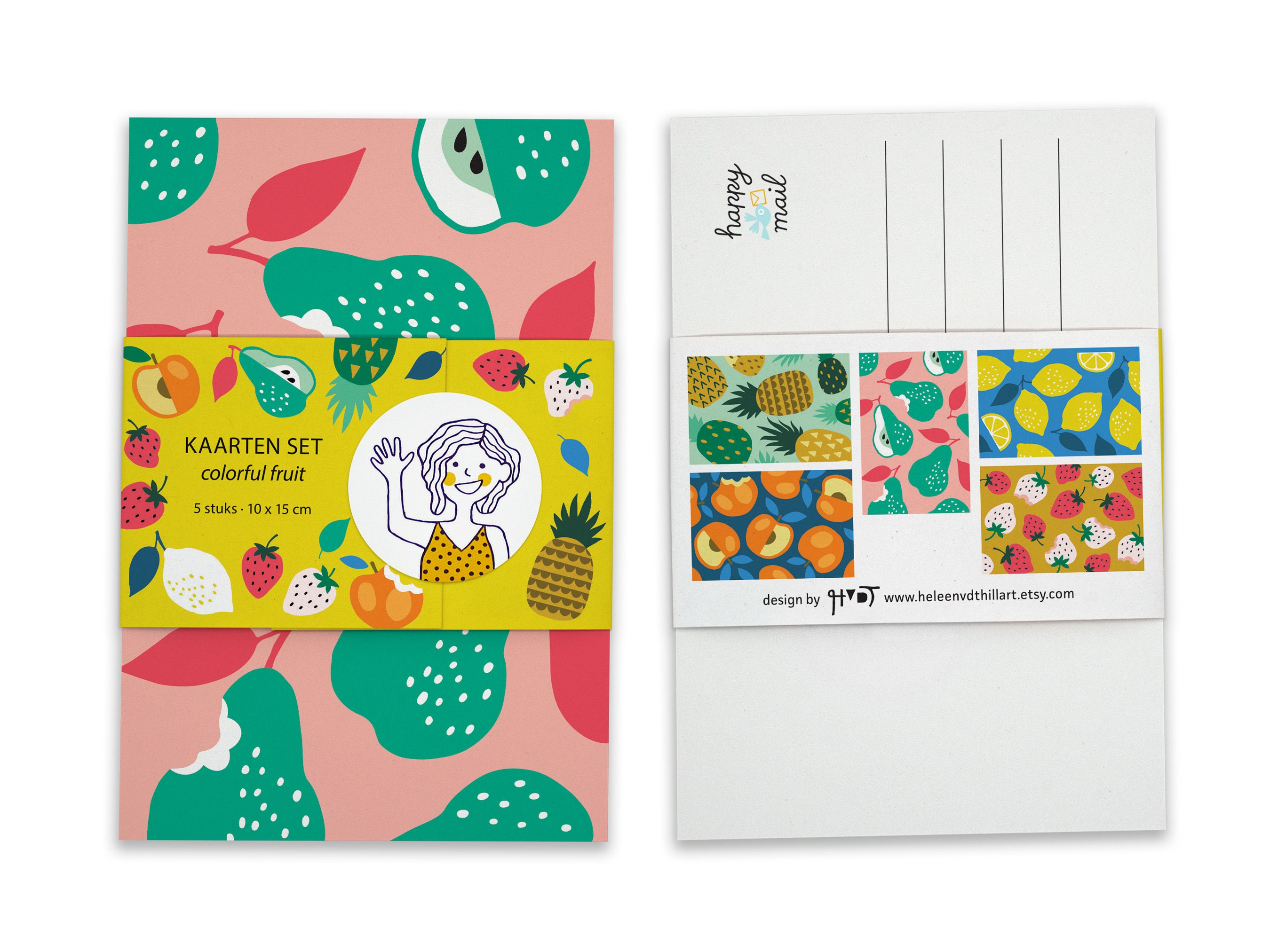 Colorful Fruit Postcards Summer Strawberry Lemon Pineapple - Etsy