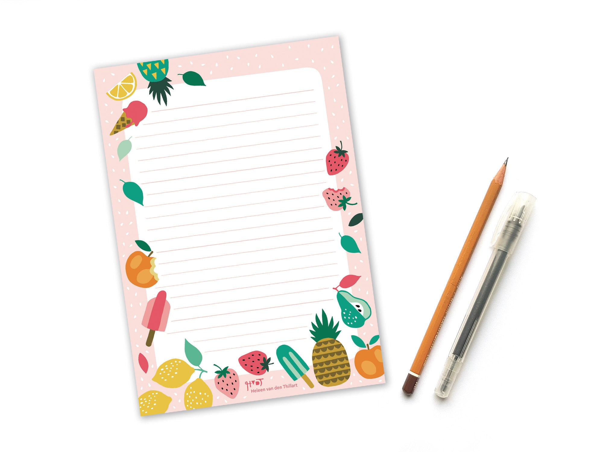 Notepad Summer Fruit A5 cute pineapple lemon strawberry double | Etsy