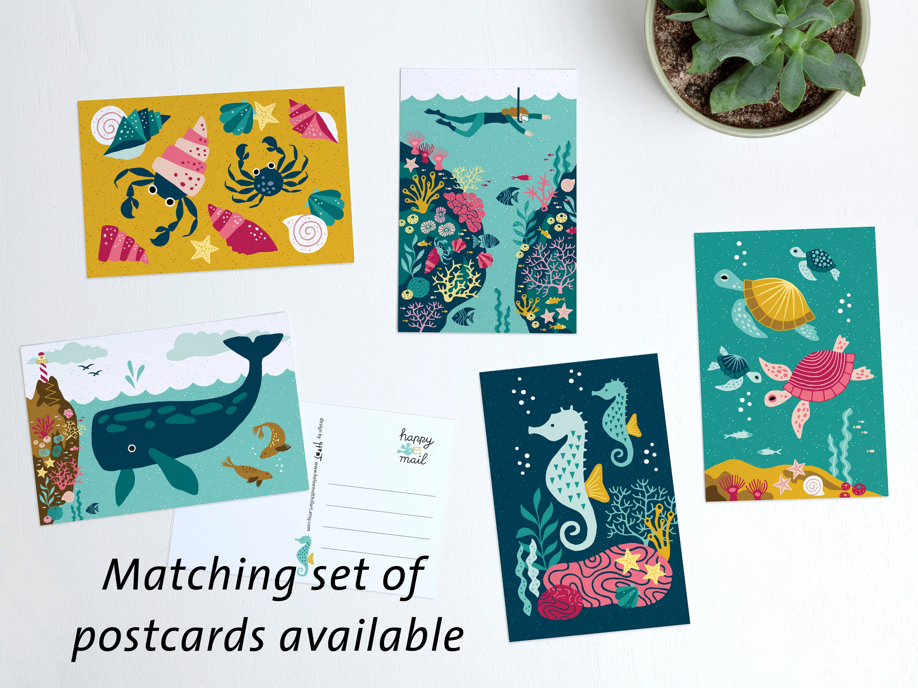 Sea Animals sticker sheet ocean life illustration envelope | Etsy