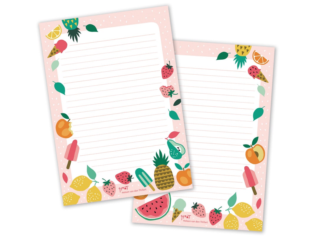 Notepad Summer Fruit A5 Cute Pineapple Lemon Strawberry Double Sided ...
