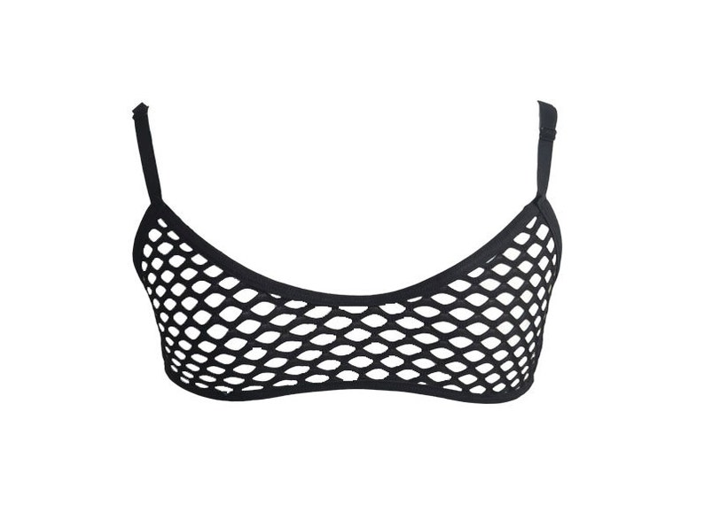 See Through Black Fishnet Bralette Top - Etsy