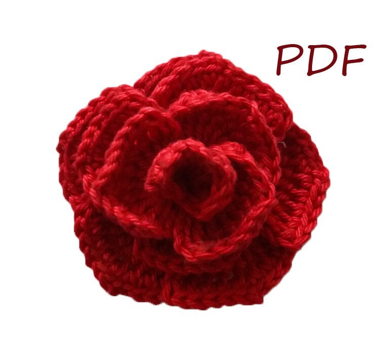 Rose Flower PDF, Crochet Flower Pattern, PDF Pattern ONLY, Rose Flower ...