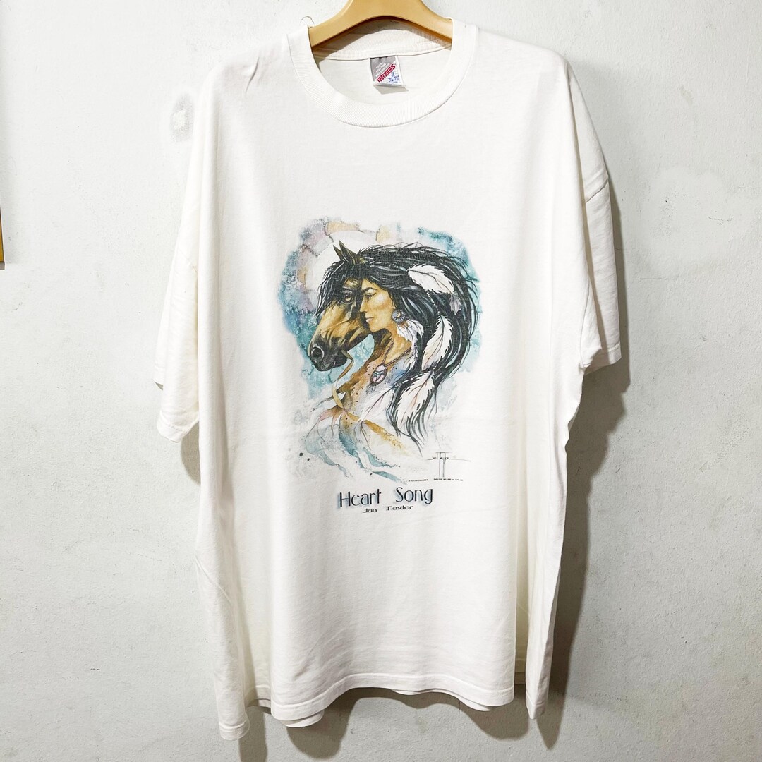 Vintage 90s Heart Song Jan Taylor T-shirt Native American Horse Graphic ...