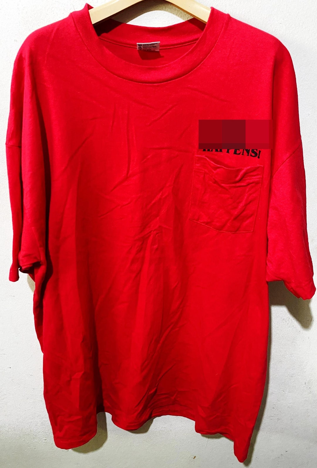 Vintage 90s Red Pocket Tee Size XXL - Etsy