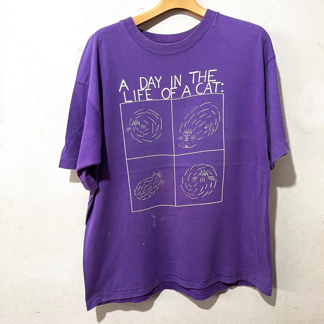 Vintage 90s Cat T-shirt Size L - Etsy