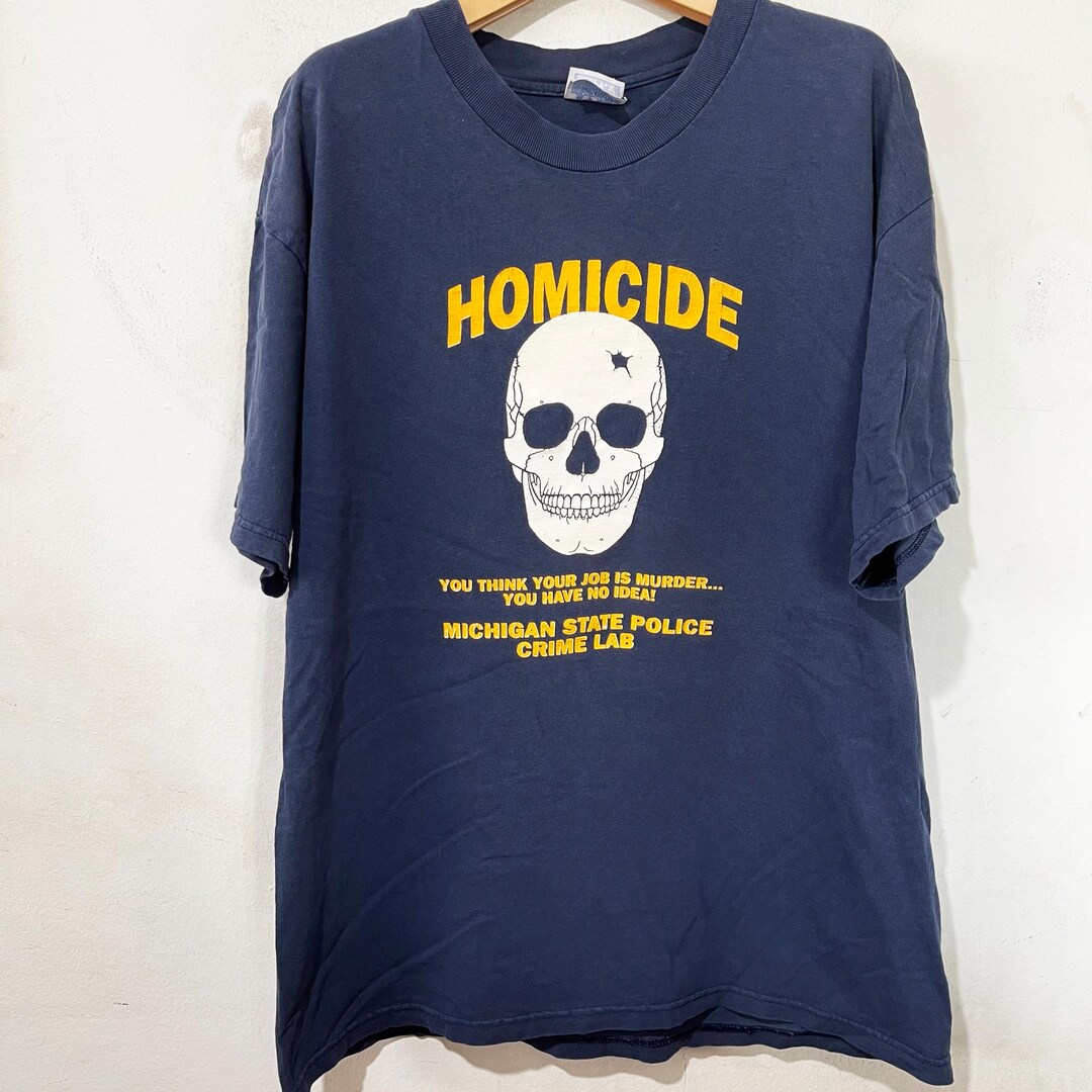 Vintage Michigan State Police Crime Lab T-shirt Homicide Skull Graphic ...