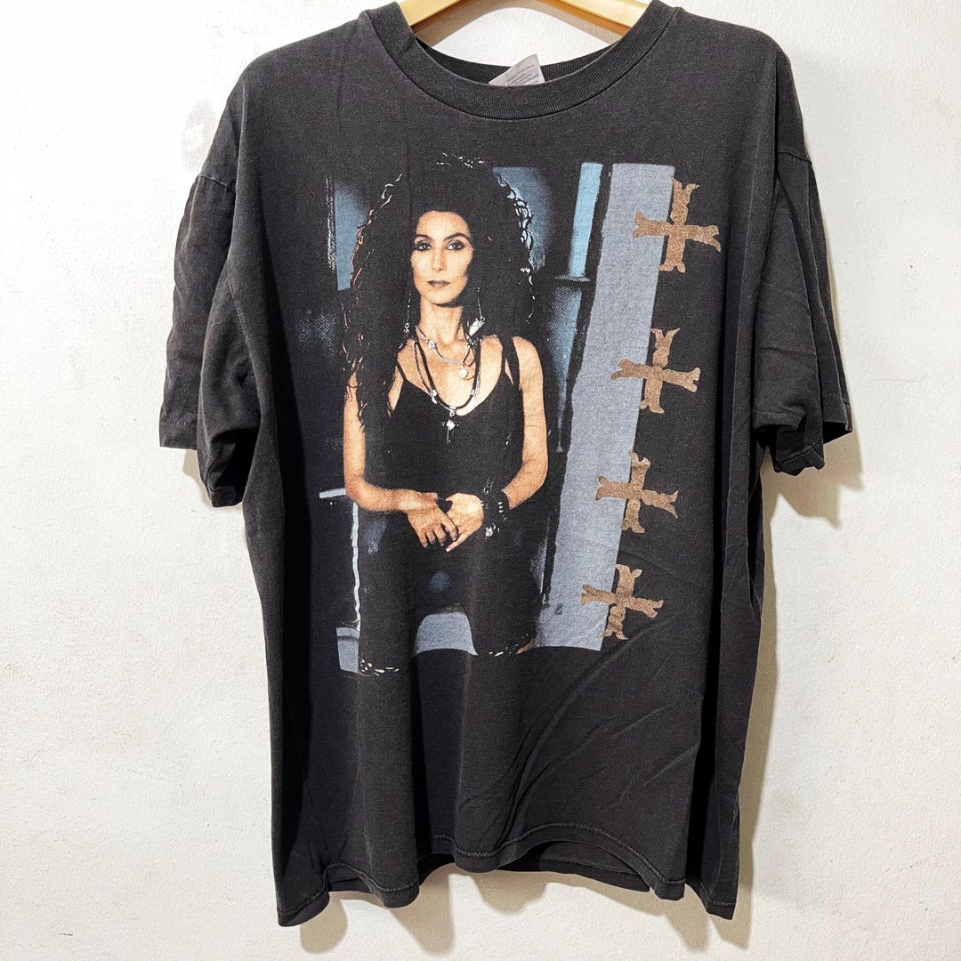 Vintage 1990 Cher Tour T-shirt Heart of Stone Concert Graphic Tee Size ...