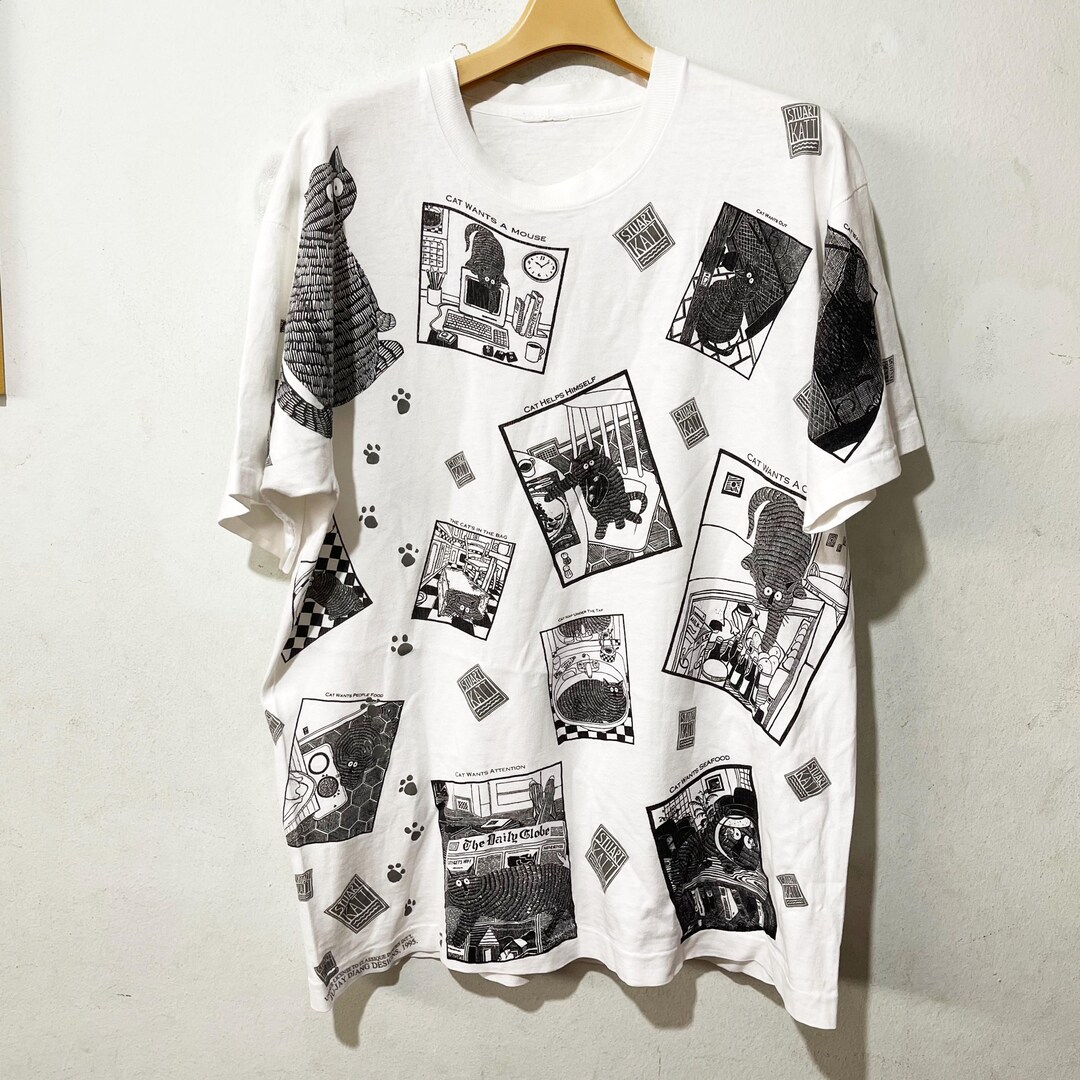 Vintage 90s Stuart Katt Cat T-shirt Size L - Etsy