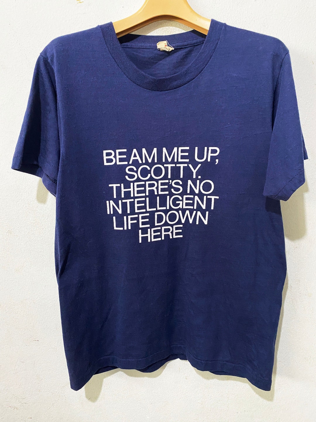 Vintage 80s Beam Me up Scotty No Intelligent Life Down Here Shirt Size ...