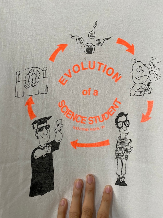 Vintage 80s Science Shirt Size M 1989 "Evolution of a… - Gem