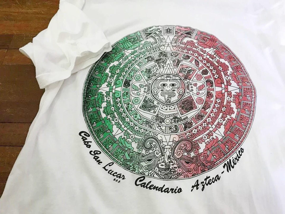 Vintage Aztec Calendar Shirt Size XL 90s Aztec Mayan Mexican Symbols ...