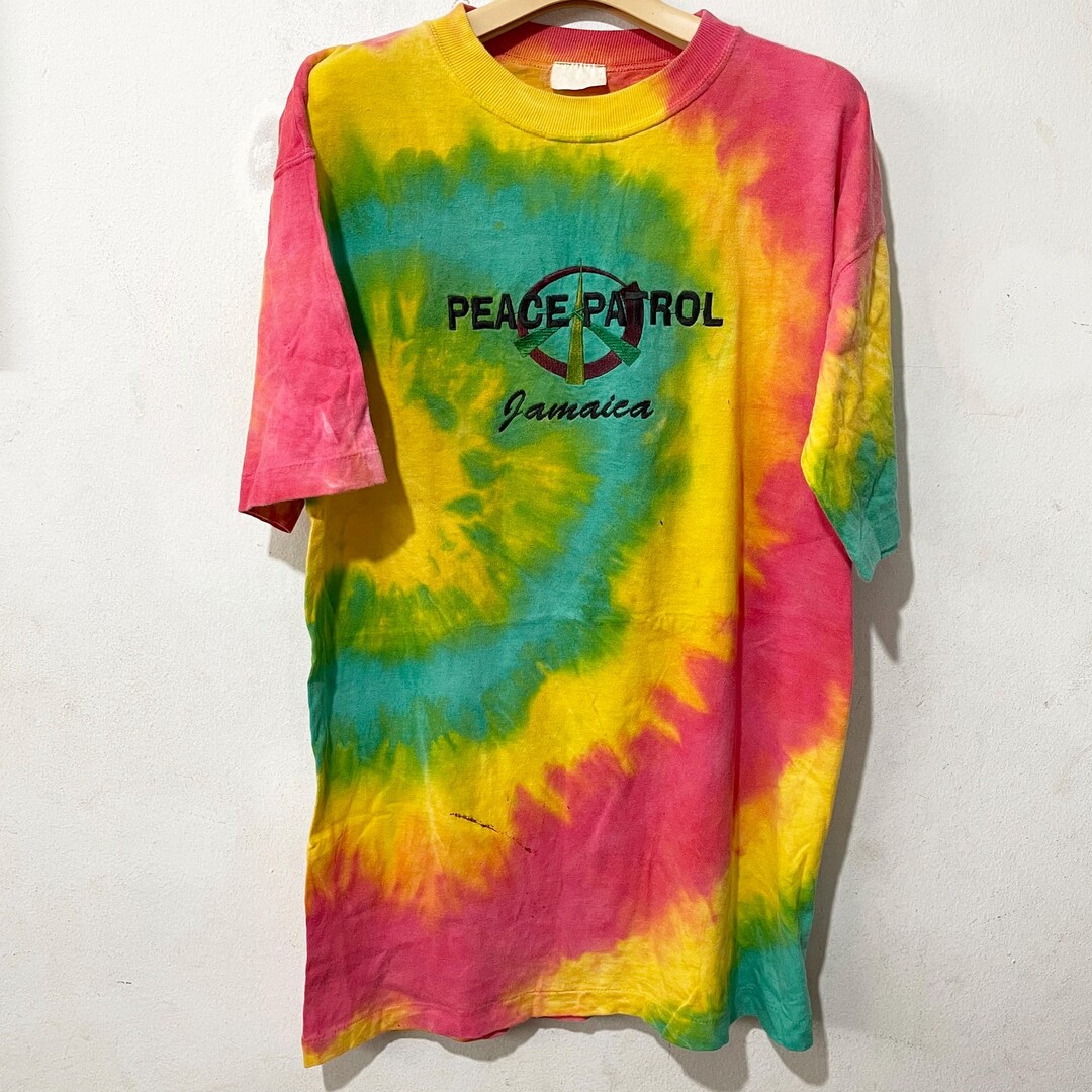 Vintage 90s Embroidered Symbols Hippie Peace T-shirt Size L - Etsy