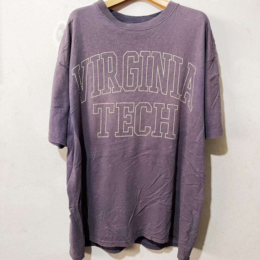 Vintage 90s Virginia Tech T-shirt Sun-faded University Logo Graphic Tee ...