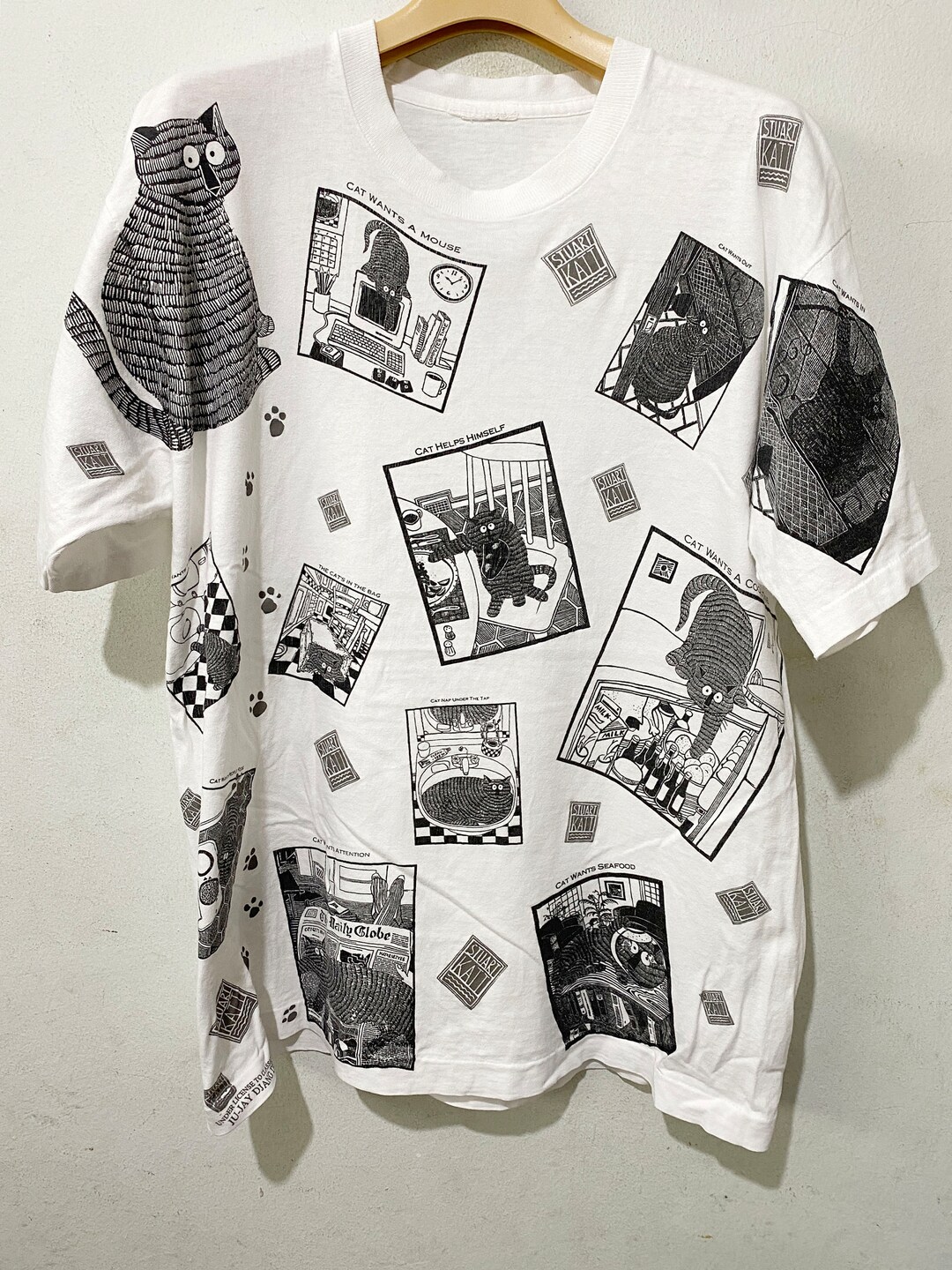 Vintage 90s Stuart Katt Cat Shirt Size L - Etsy