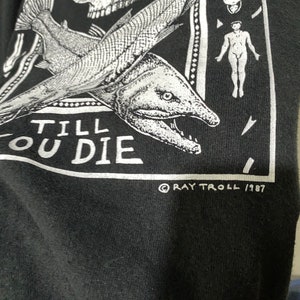 Vintage 1987 Ray Troll "spawn Till You Die" T-shirt Skull Art Graphic ...