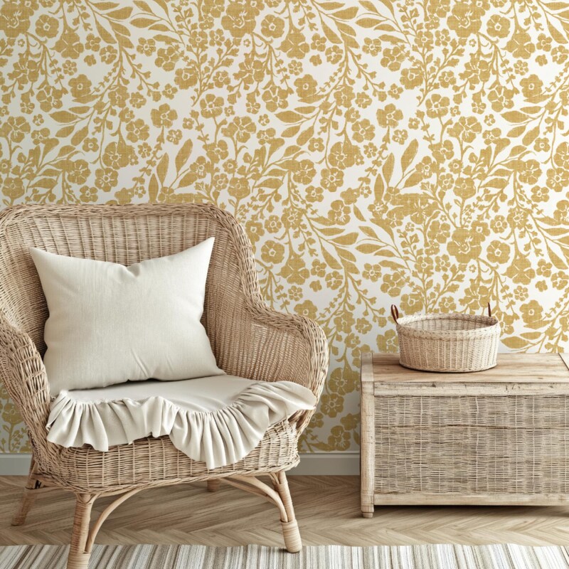 Mustard Wallpaper - Etsy