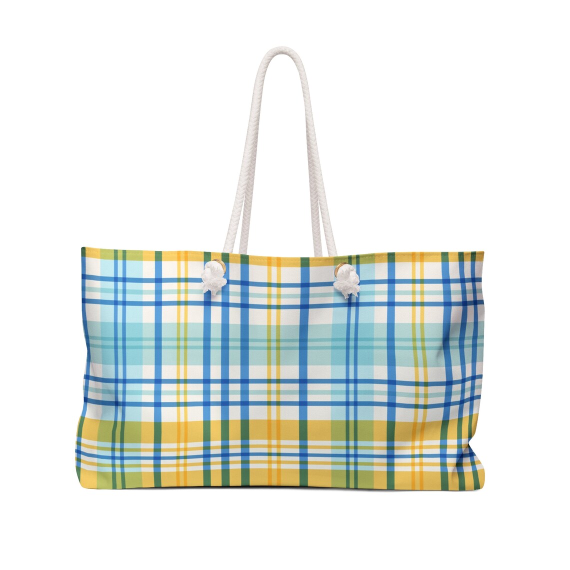 Summer Plaid Weekender Bag, Summer Vacation Bag, Summer Carryall Tote ...