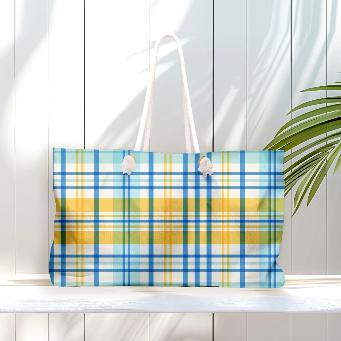 Summer Plaid Weekender Bag, Summer Vacation Bag, Summer Carryall Tote ...