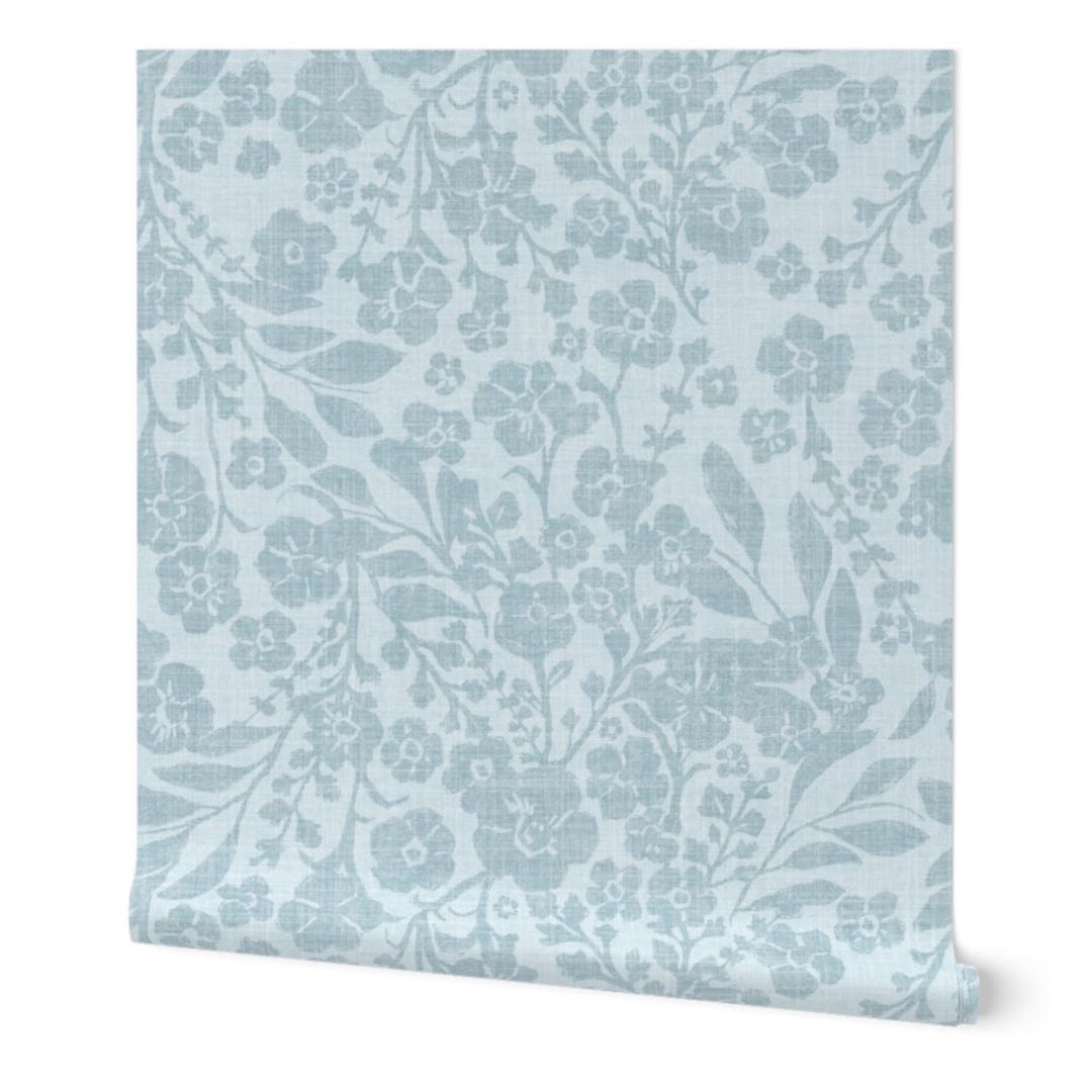 Blue Textured Floral Removable Wallpaper Peel and Stick or Prepasted ...