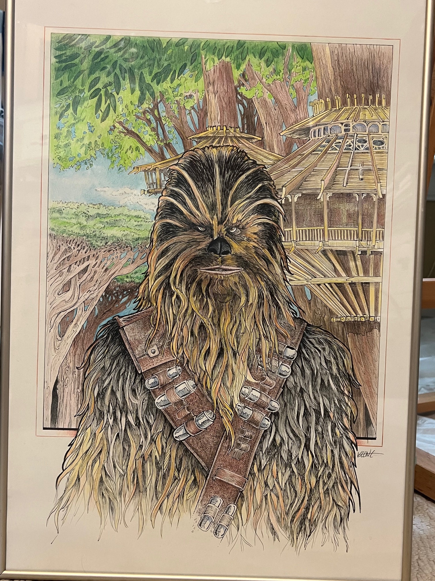 Dibujo a lápiz de color de Chewbacca de Star Wars - Etsy España
