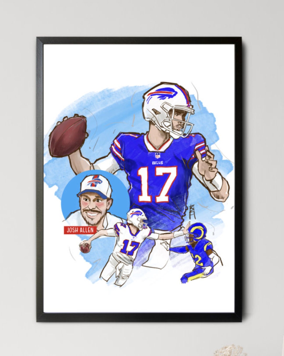 Josh Allen Portrait/ Caricature Print Wall Art/ NFL Football/ Buffalo ...