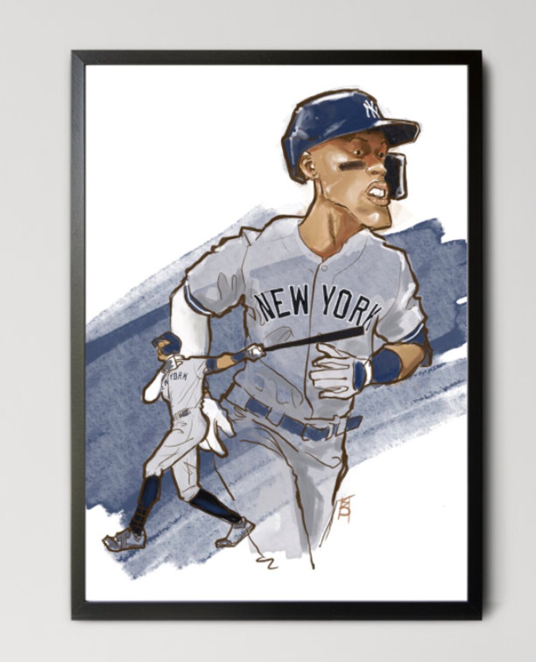 Aaron Judge New York Yankee Portrait Caricature Wall Print Mlb