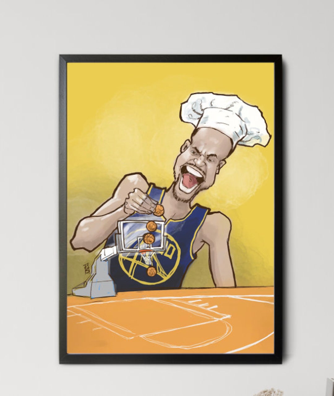 Chef Curry Portrait/ Caricature Print (stephen Curry) Custom Wall Print ...