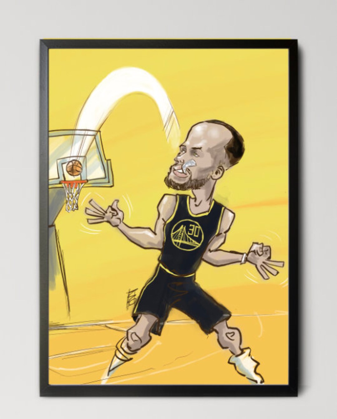 Stephen Curry Portrait Wall Art/ Caricature Print/ Sports Memorabilia ...