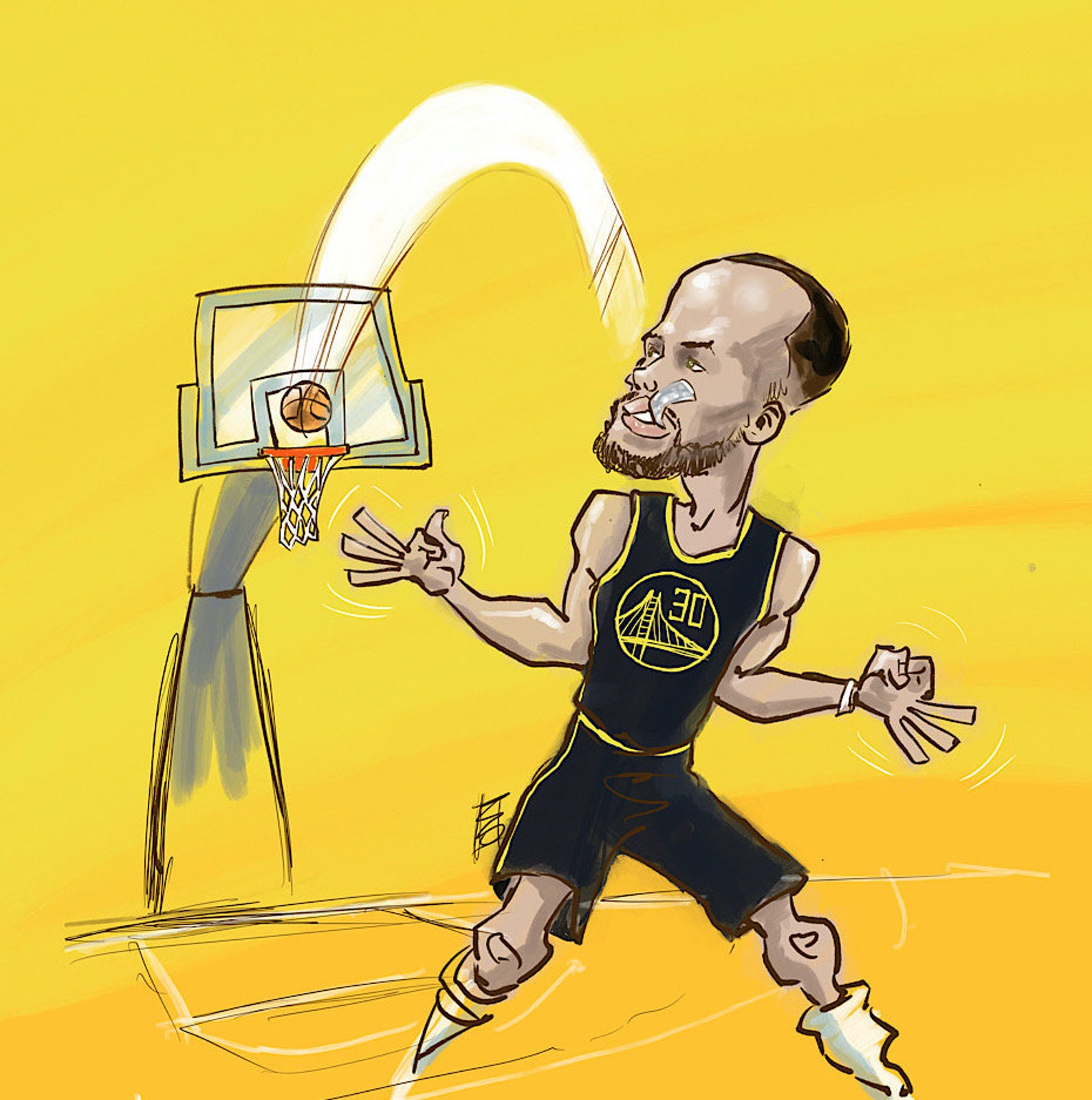 Stephen Curry Portrait Wall Art/ Caricature Print/ Sports Memorabilia ...
