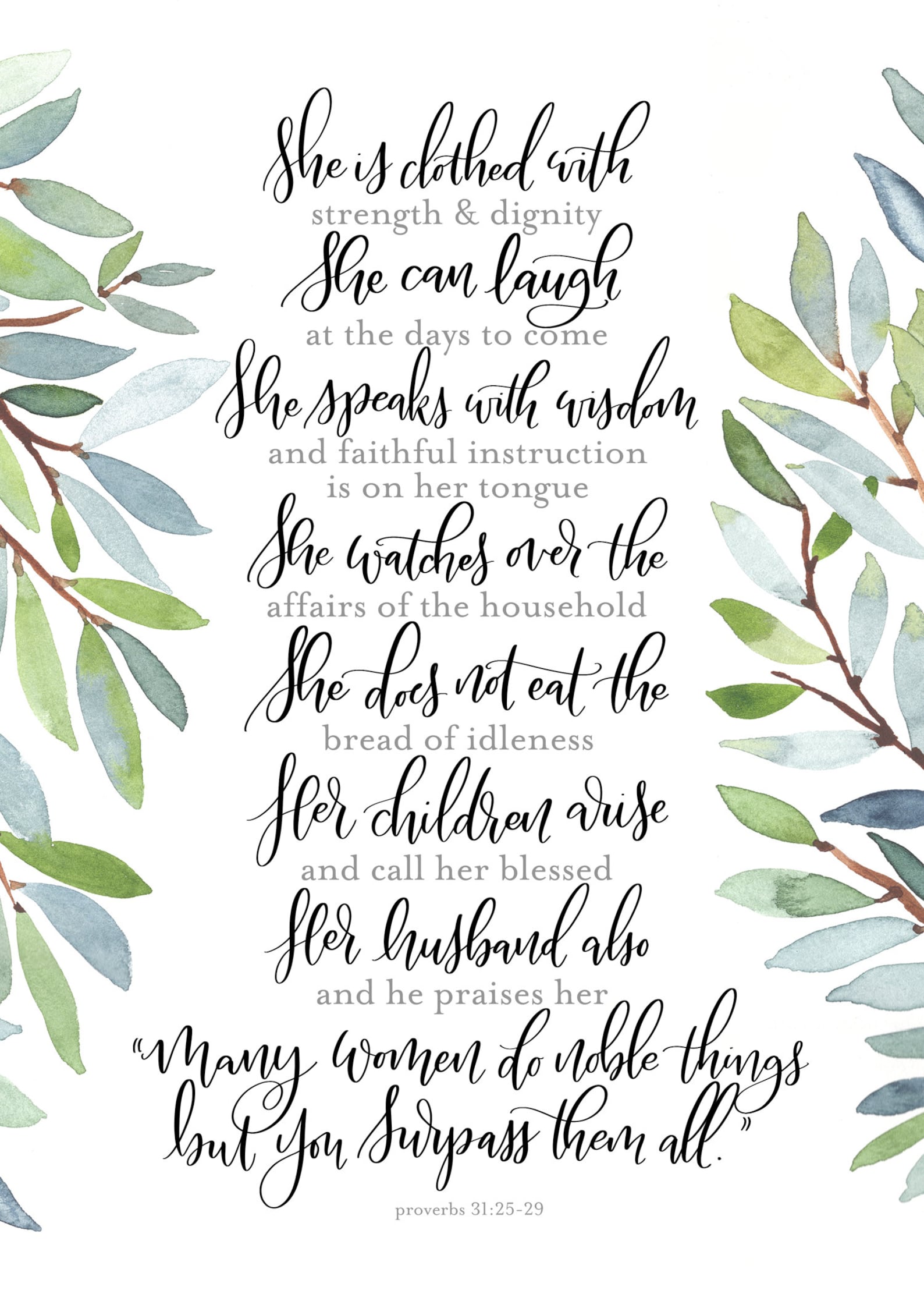 Proverbs 31 Calligraphy Art Print - Etsy