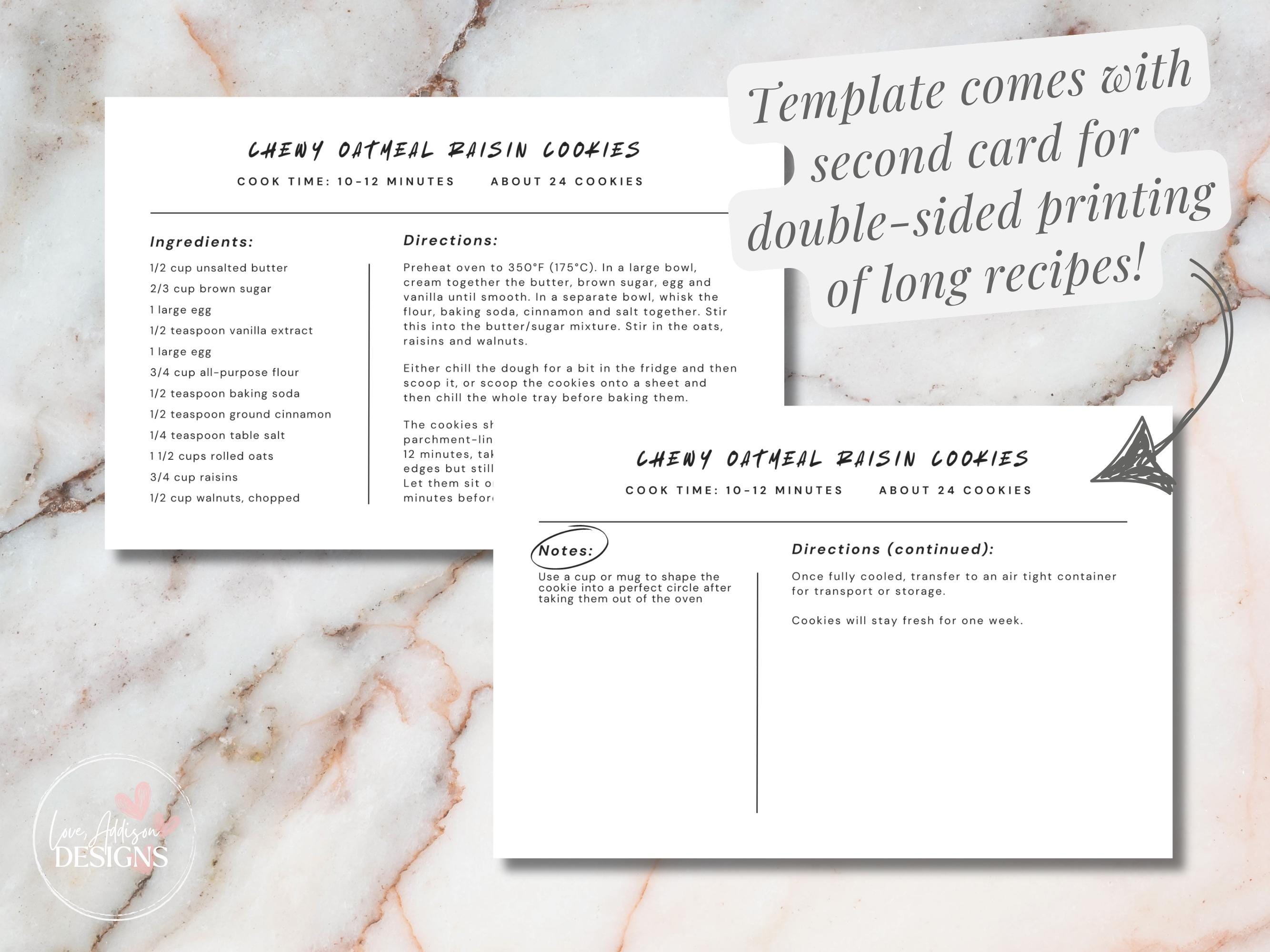 4x6 or 5x7 Modern Recipe Card Template Instant Download Editable ...