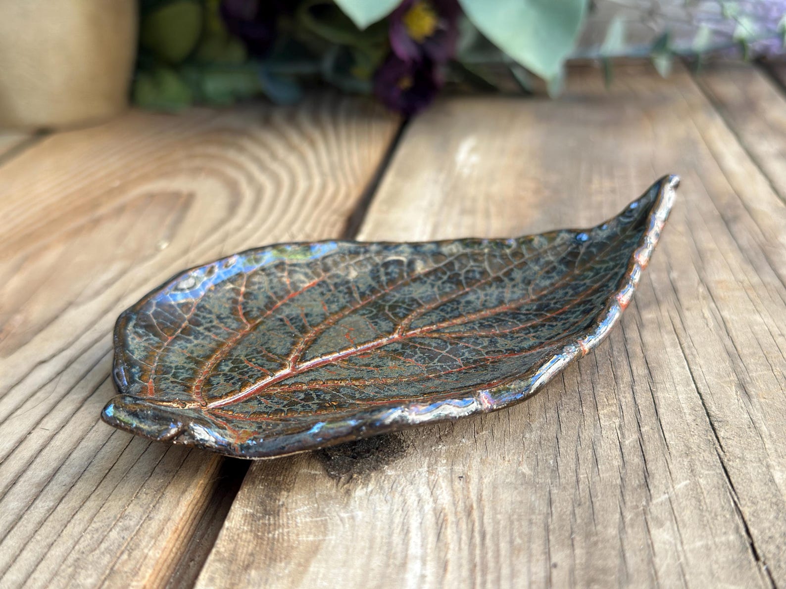 Ceramic Leaf Dish Made From a Real Leaf, Trinket Dish, Ring Holder, Tea ...