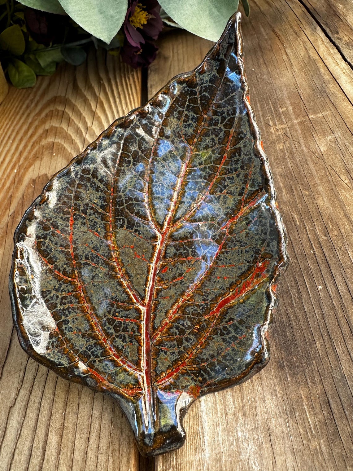 Ceramic Leaf Dish Made From a Real Leaf, Trinket Dish, Ring Holder, Tea ...