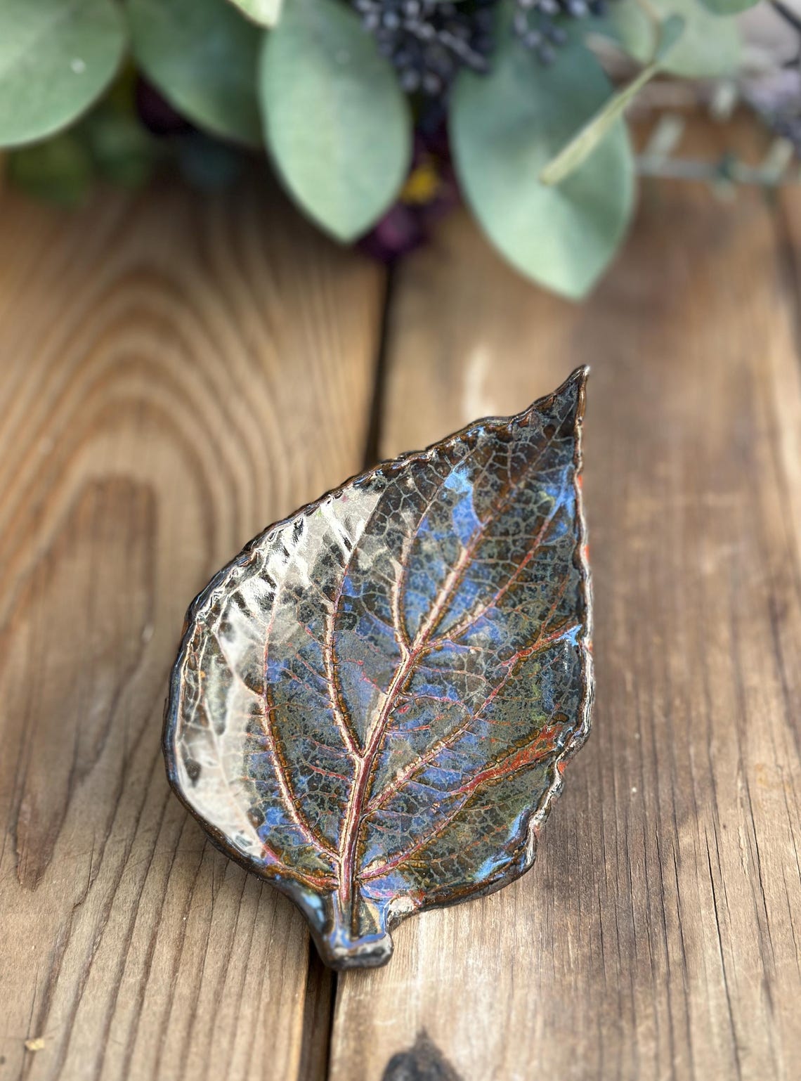 Ceramic Leaf Dish Made From a Real Leaf, Trinket Dish, Ring Holder, Tea ...