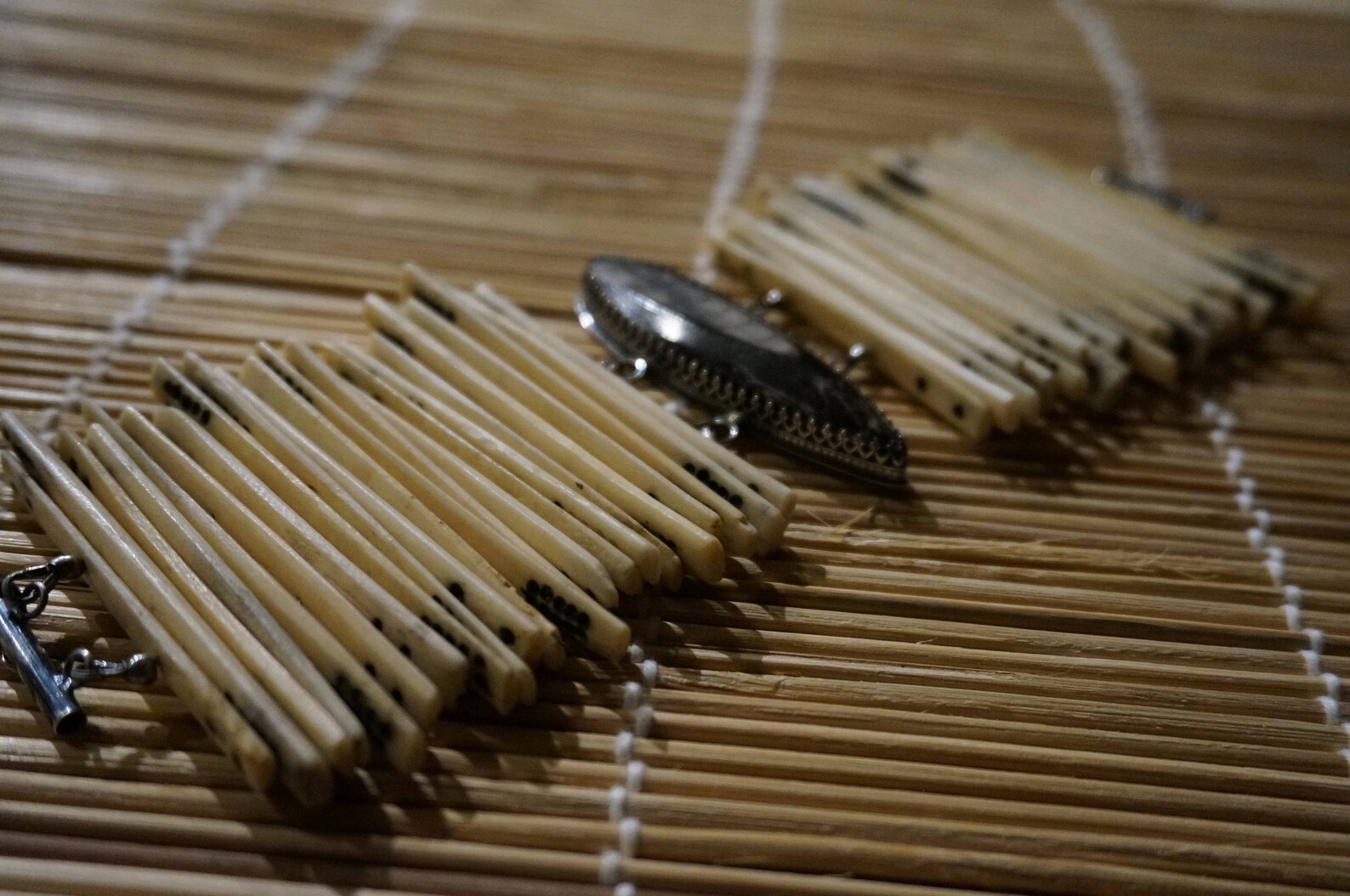 UNIQUE Vintage Bone Counting Stick & Orthoceras Fossil | Etsy