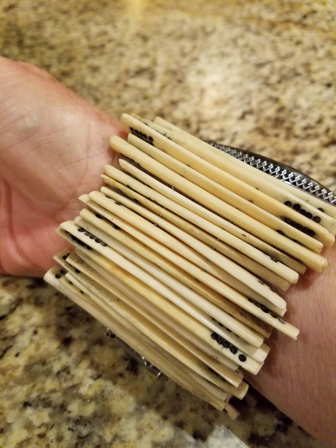 UNIQUE Vintage Bone Counting Stick & Orthoceras Fossil | Etsy