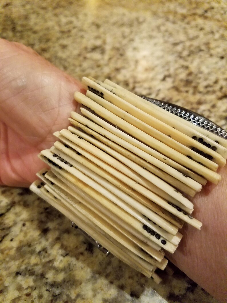 UNIQUE Vintage Bone Counting Stick & Orthoceras Fossil | Etsy