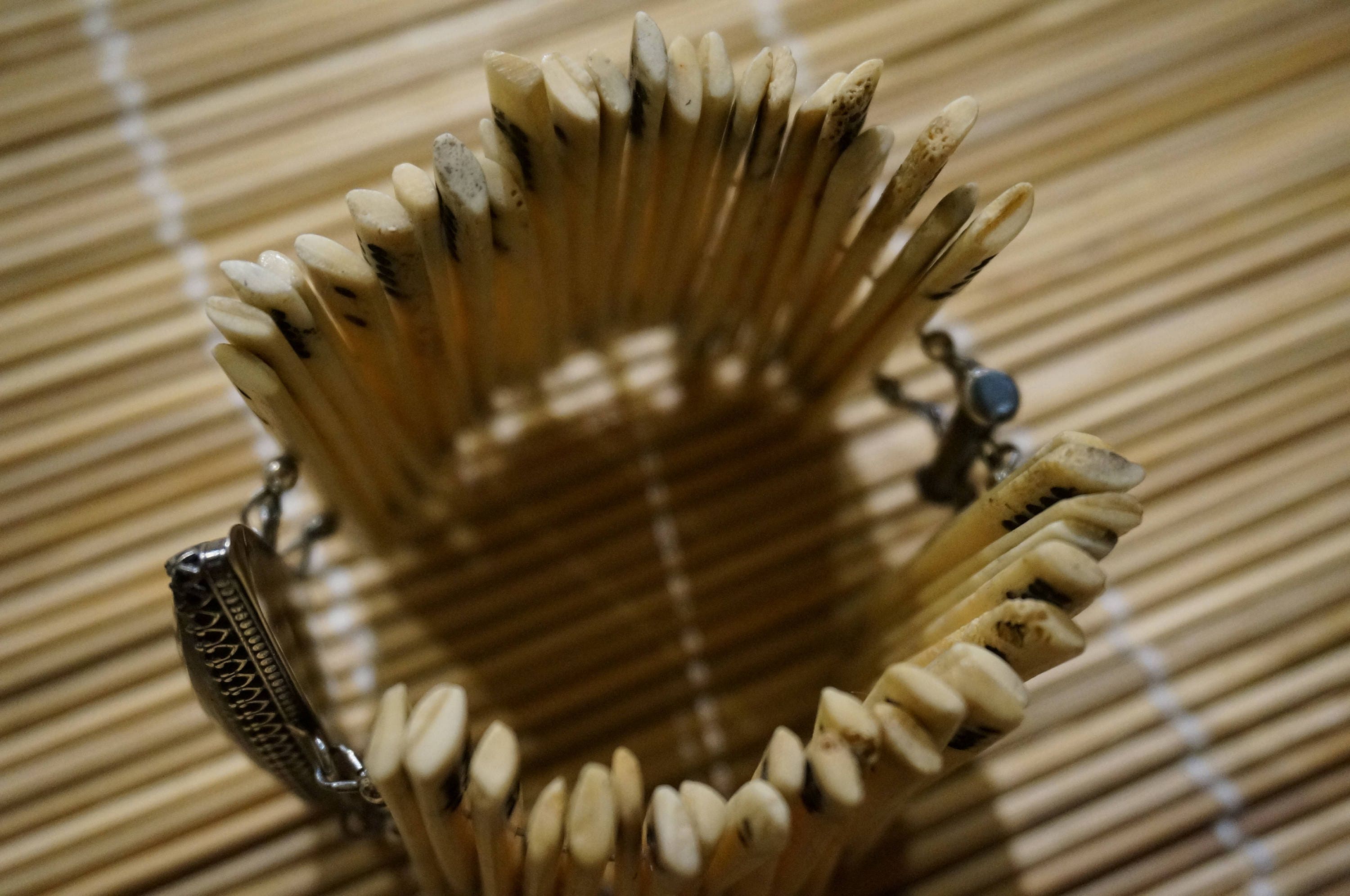 UNIQUE vintage bone counting stick & Orthoceras fossil | Etsy