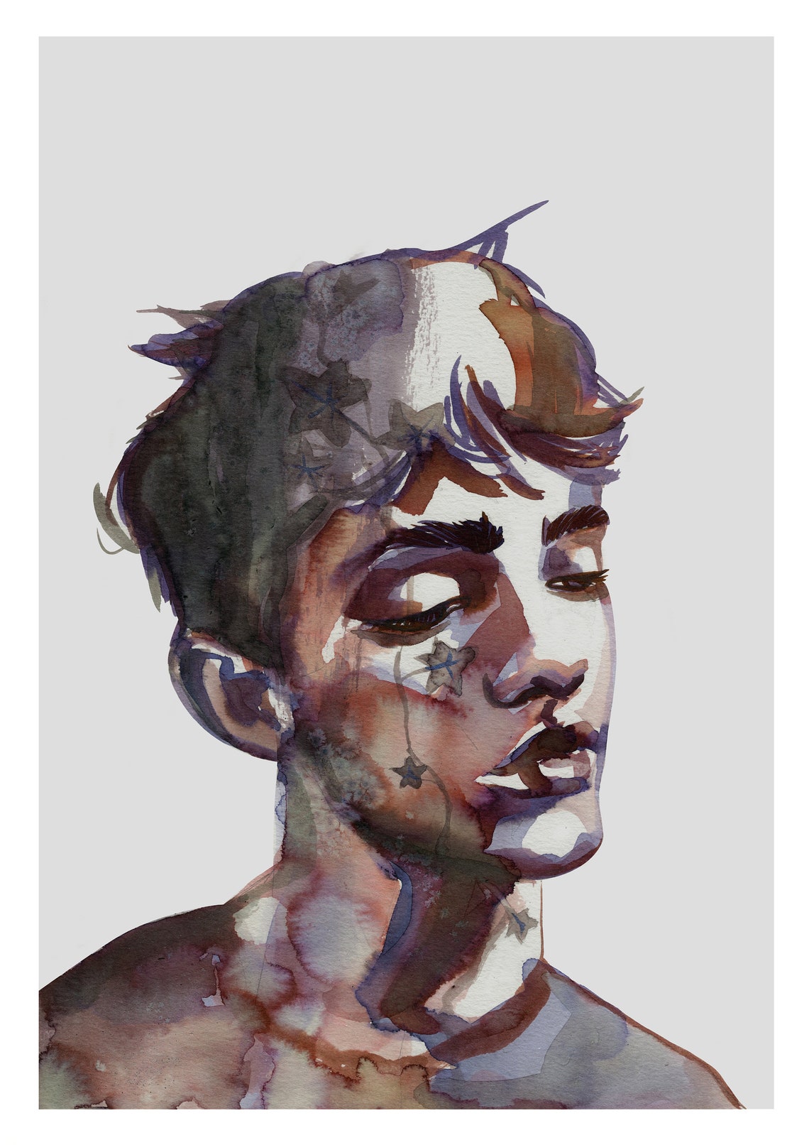 Sad Boy Watercolour Portrait A4 or A3 Fine Art Print - Etsy UK