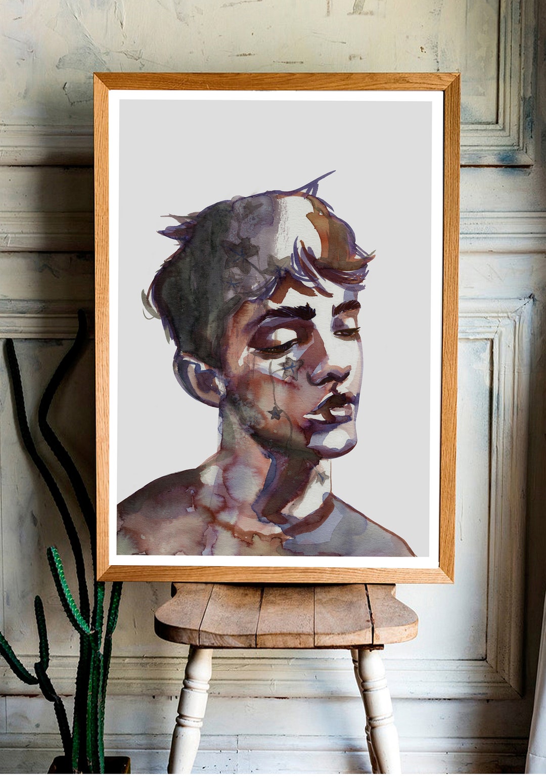 Sad Boy Watercolour Portrait, A4 or A3 Fine Art Print, Portrait of a ...