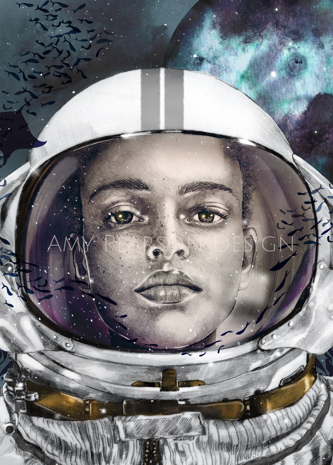 Astronaut in the Ocean Print, A4, A3 or A2 - Surreal Space Art ...