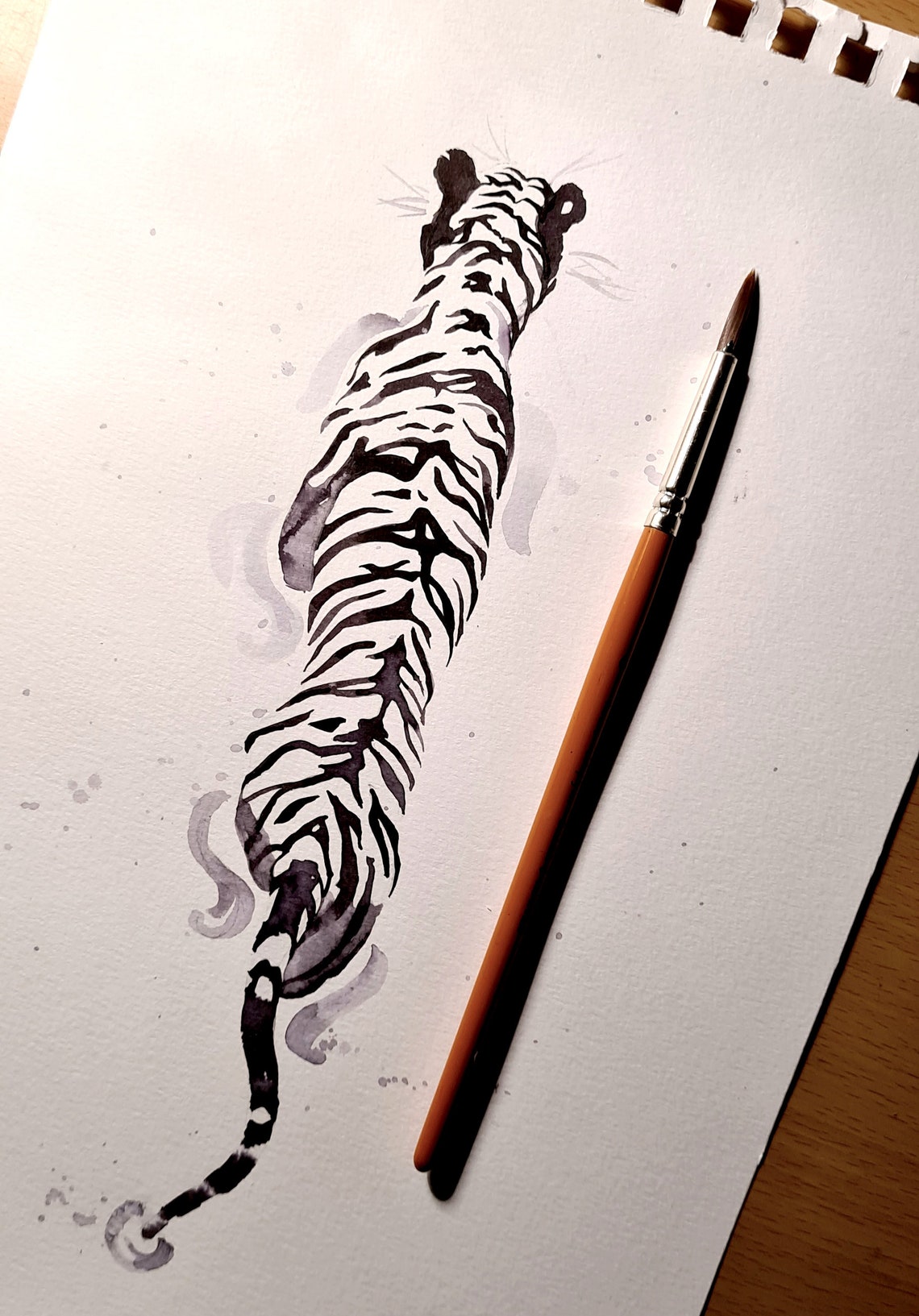 Tiger Art Print White Tiger Black Ink Illustration Japanese - Etsy