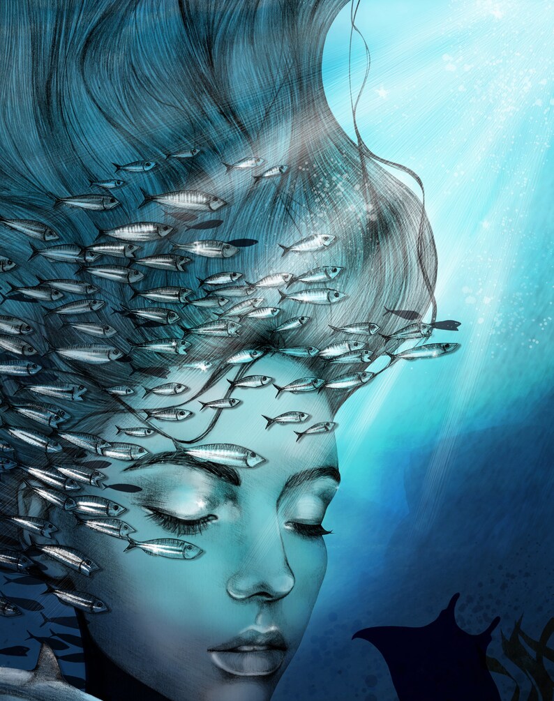 Ocean Print, A4, A3 or A2 - Underwater Wall Art, Conservation ...