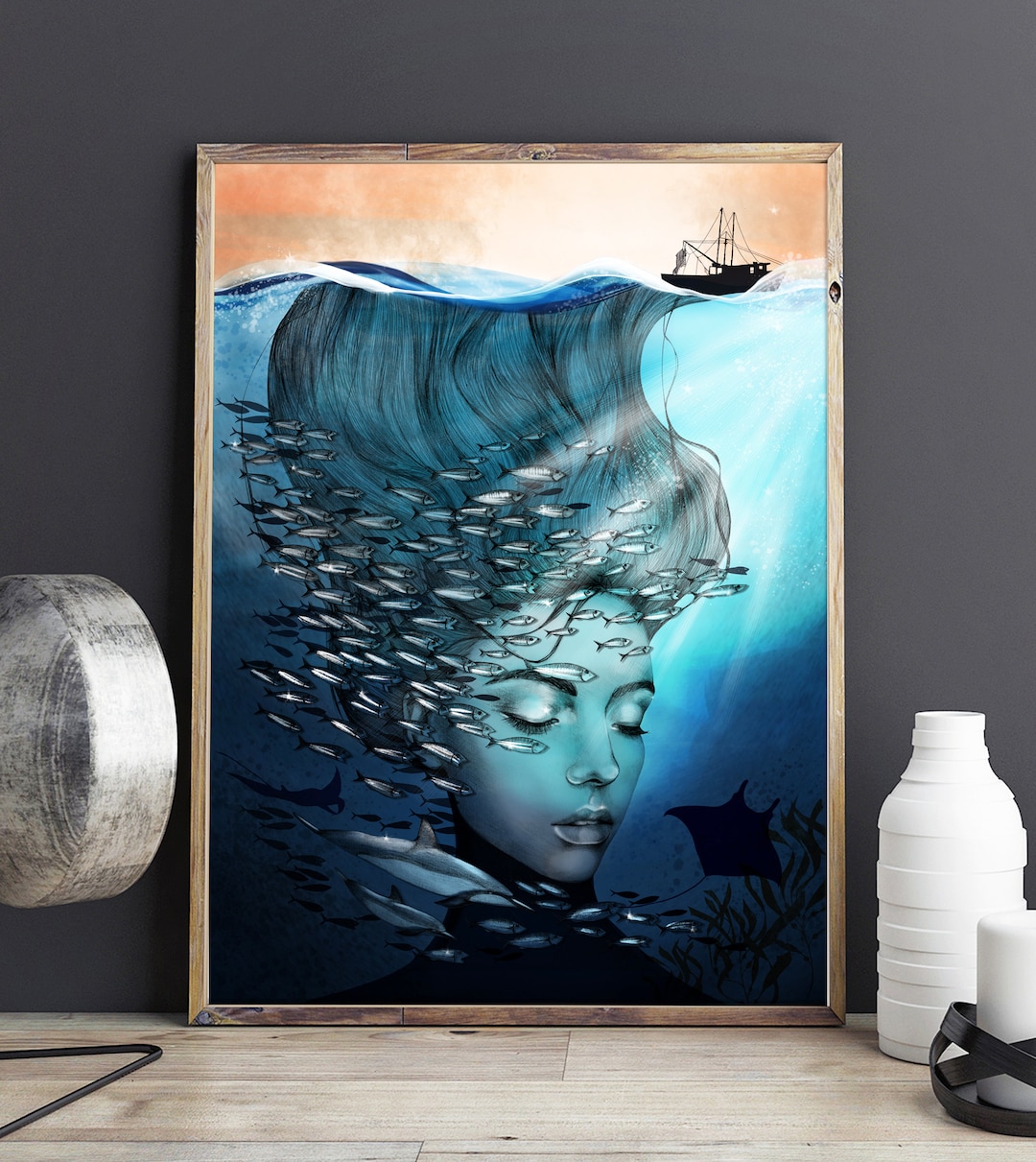 Surrealist Ocean Giclée Print – Underwater Woman, Sea Theme - Etsy