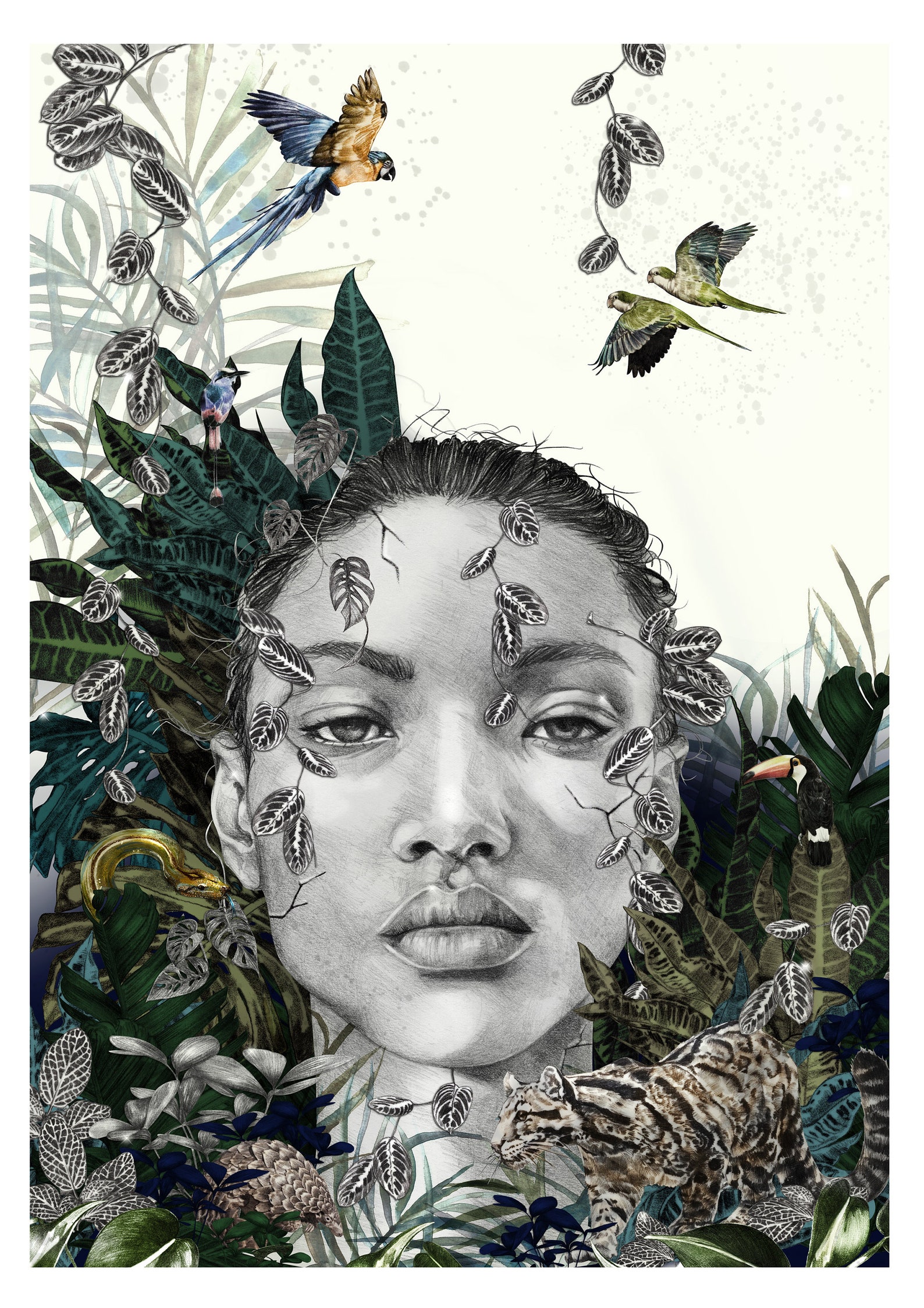 Green Planet Close up Print, A3 or A2 - Tropical Art, Plant ...