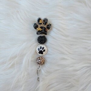 Leopard Print Dog Paw Badge Reel, Retractable Id Badge Holder, Cute ...
