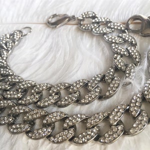 Chunky Pave Silver Chain Anklets, Sparkly Anklet Jewelry, Jewellery ...