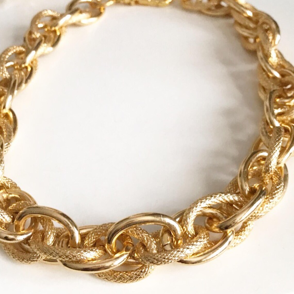Gold Interlinked Textured Chunky Chain, Interlinked Textured Chunky ...