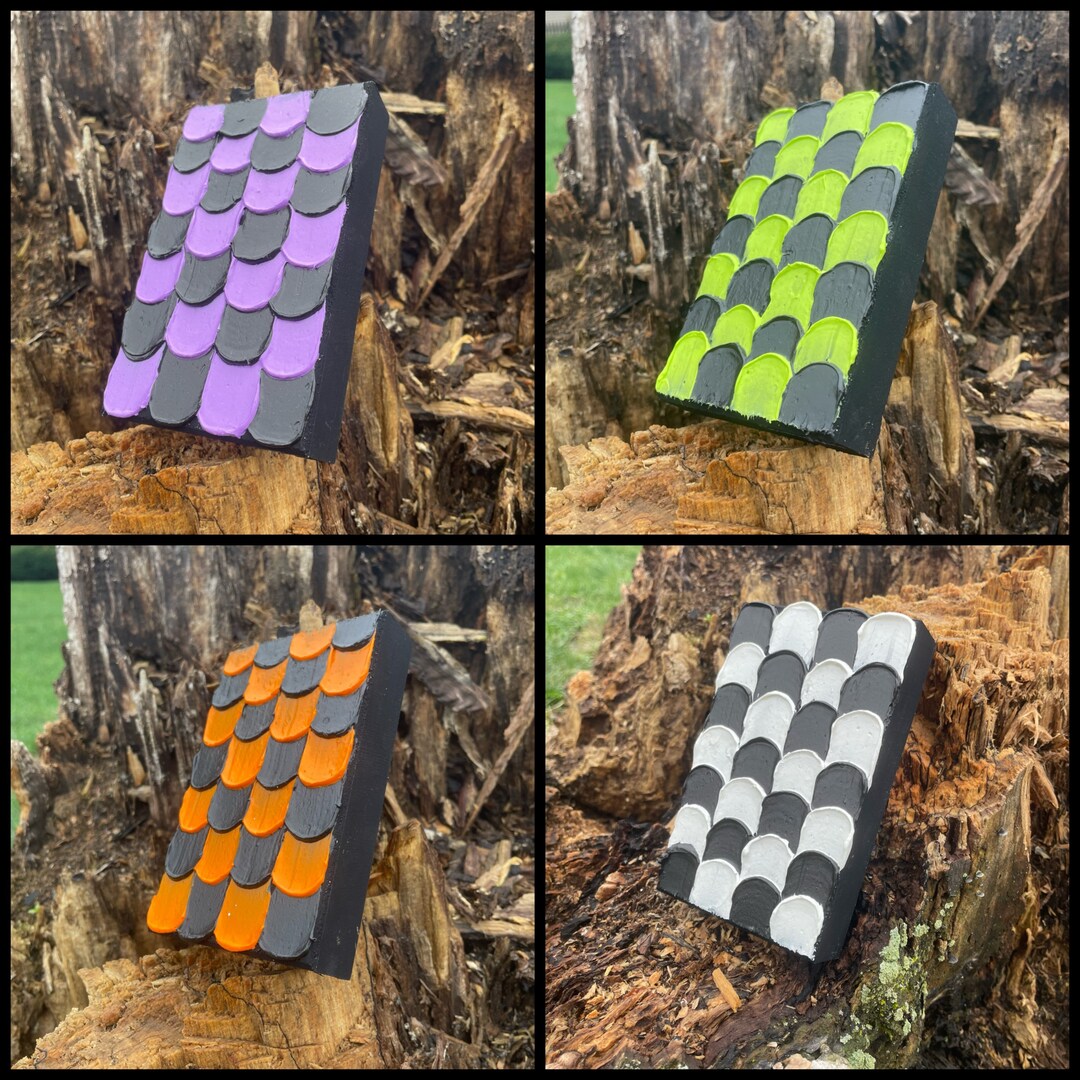 Halloween Checkered Paintings - 4 Colors - Etsy
